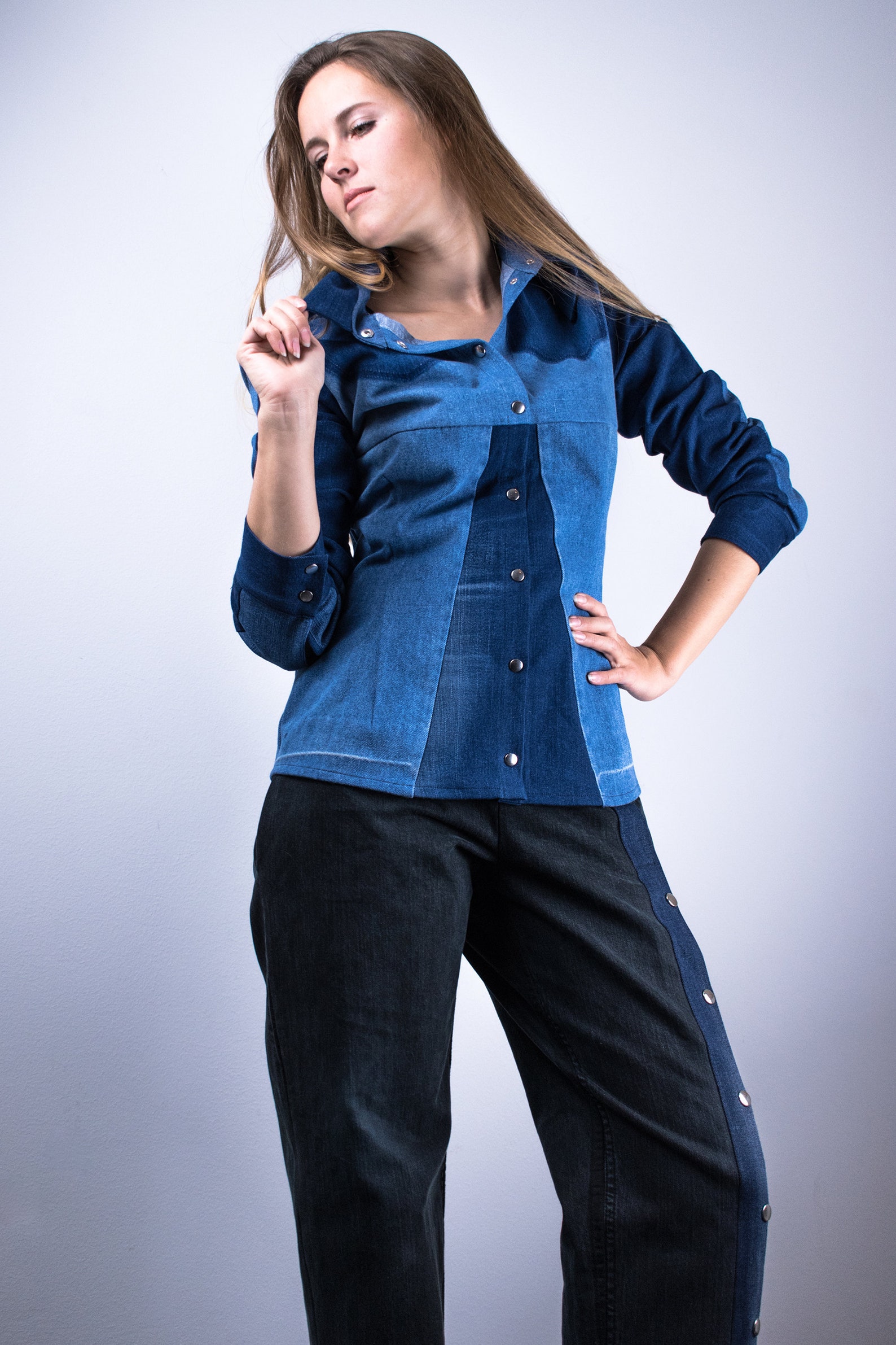 Blue Denim Shirt, Upcycled Denim Shirt, Womens Shirt, Denim Blouse ...