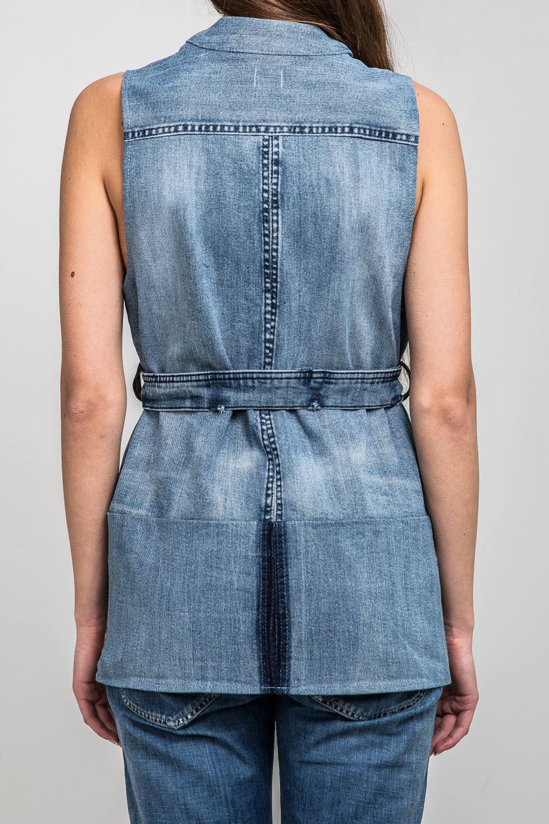 Blue Denim Vest, Bright Blue, Upcycled Denim Vest, Womens Vest, Denim ...