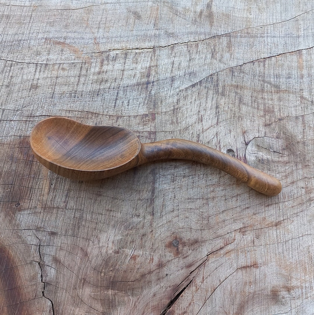 Hand Carved Curved Handle Walnut Spoon Wooden Spoon Curved - Etsy