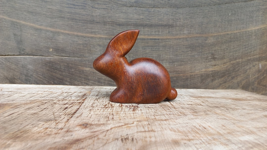 Hand Carved Figurine the Rabbit, Little Wooden Animal Statue, Brazilian ...