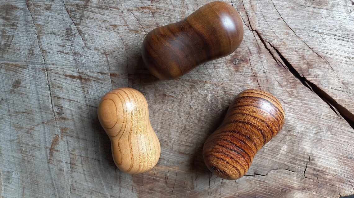 Hand Massager Wood Worry Stone Hand Carved Wooden Pebble | Etsy