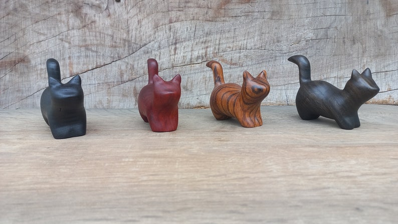 Small Wooden Figurines the Fat Cat Little Wood - Etsy