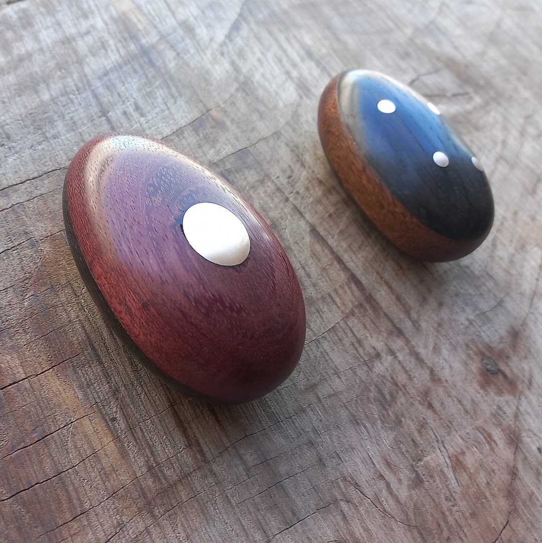 Small Hand Massager, Bog Oak Wood Worry Stone With Brass and Copper ...