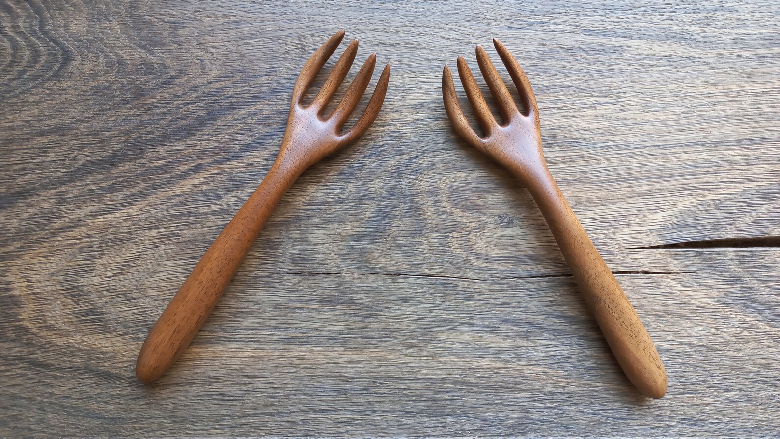 Hand Carved Fork Wooden Fork Walnut Fork Serving Wooden | Etsy