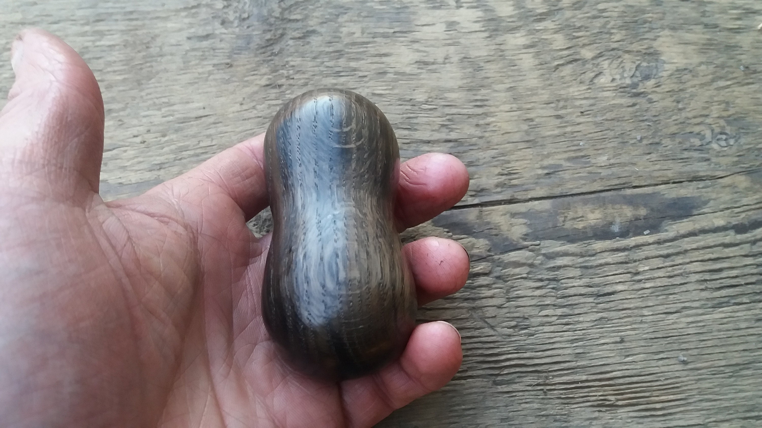 Hand Massager Bog Oak Wood Worry Stone With Knot Zen Stone | Etsy