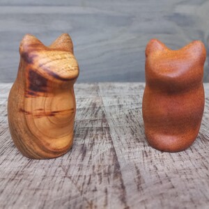 Small Wooden Figurines "the Sitting Cat" - Little Wood Statue - Hand ...