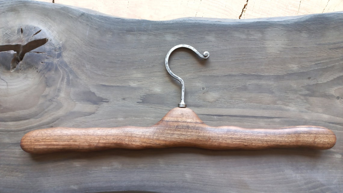 Hand Carved Walnut Hanger Rustic Coat Hanger - Etsy