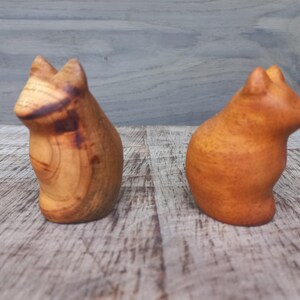 Small Wooden Figurines "the Sitting Cat" - Little Wood Statue - Hand ...