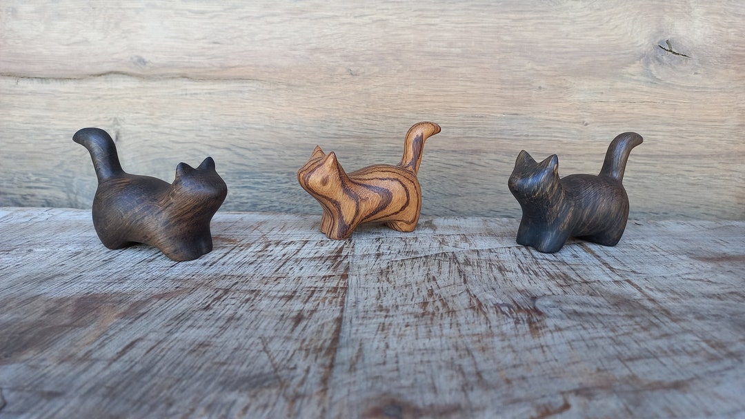 Small Wooden Figurines the Fat Cat Little Wood - Etsy