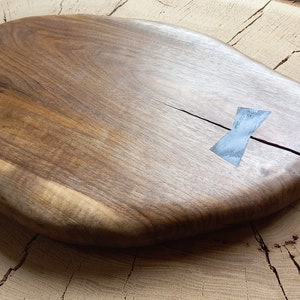 24 Inches Walnut Serving Board With Black Bog Oak Bowtie Charcuterie ...