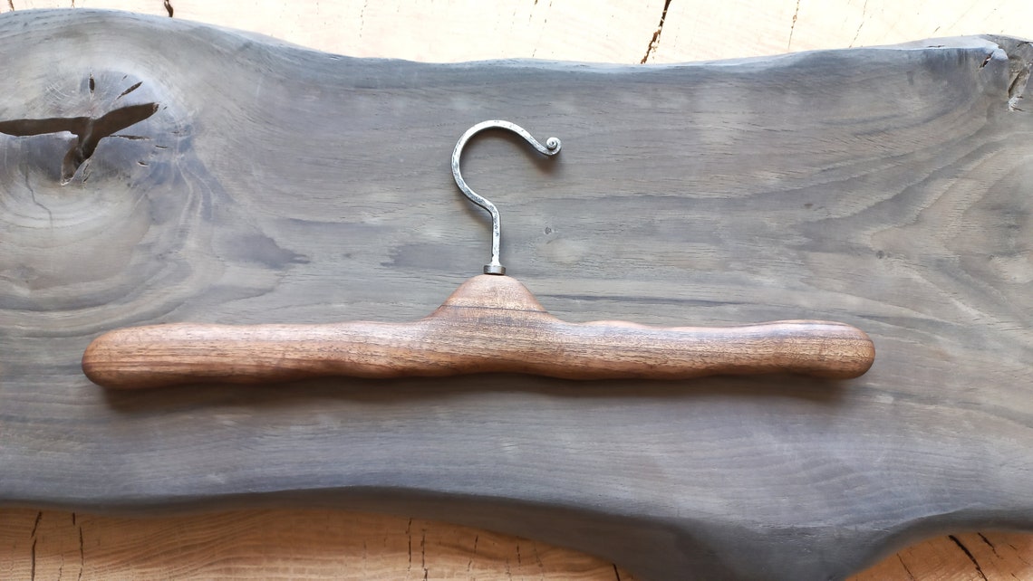 Hand Carved Walnut Hanger Rustic Coat Hanger - Etsy