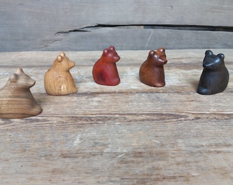 Small Wooden Figurines the Sitting Cat Little Wood Statue Hand Carved ...