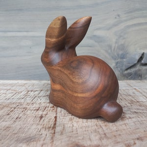 Hand Carved Figurine the Rabbit Little Wooden Statue Hand Carved Little ...