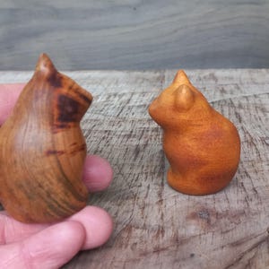 Small Wooden Figurines "the Sitting Cat" - Little Wood Statue - Hand ...