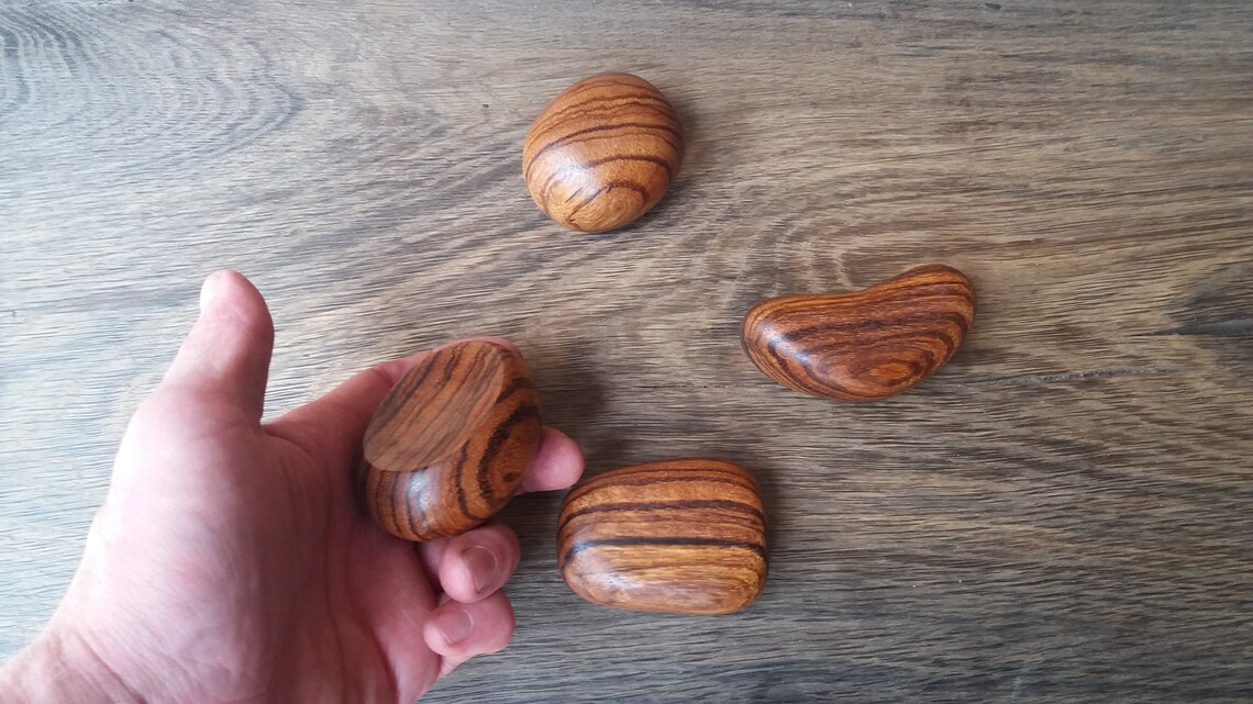 Hand Massager Hand Carved Wood Worry Stones Zebrano Wooden | Etsy