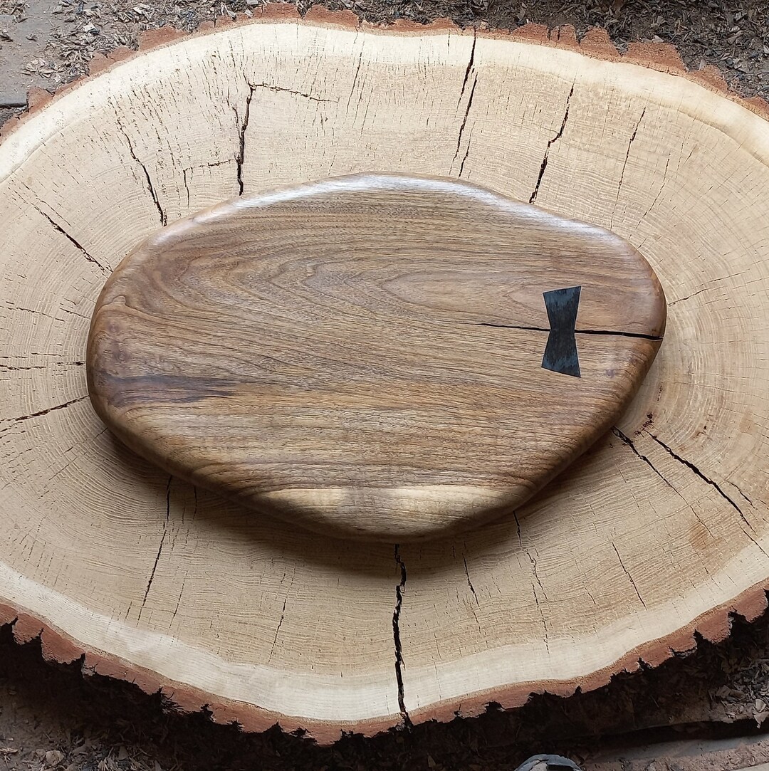 24 Inches Walnut Serving Board With Black Bog Oak Bowtie Charcuterie ...