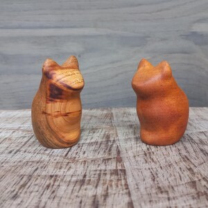 Small Wooden Figurines "the Sitting Cat" - Little Wood Statue - Hand ...