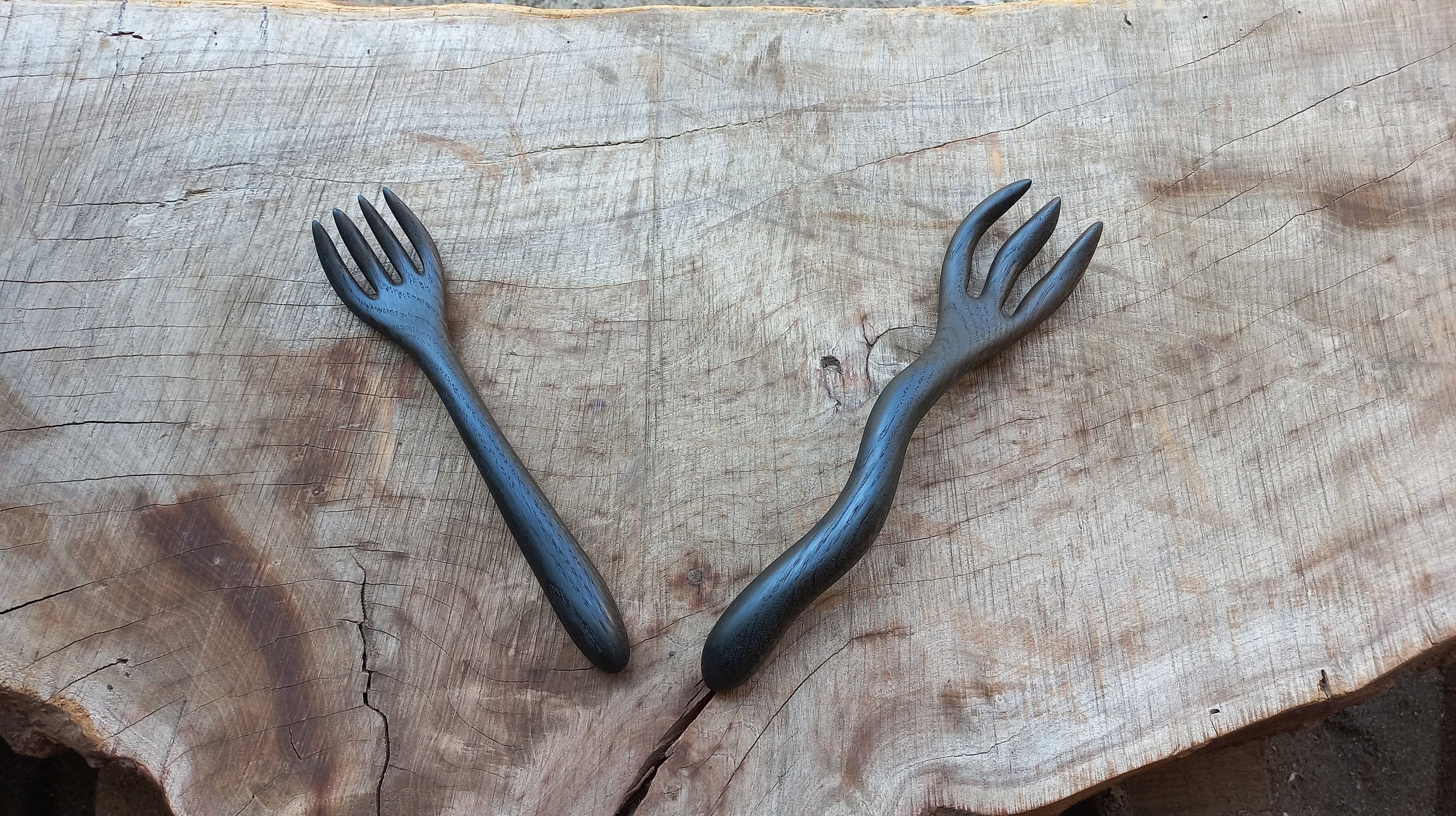 Hand Carved Bog Oak Fork Wooden Fork Wabi Sabi Fork | Etsy
