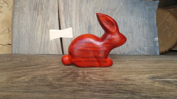 Hand Carved Figurine The Rabbit Little Wooden | Etsy