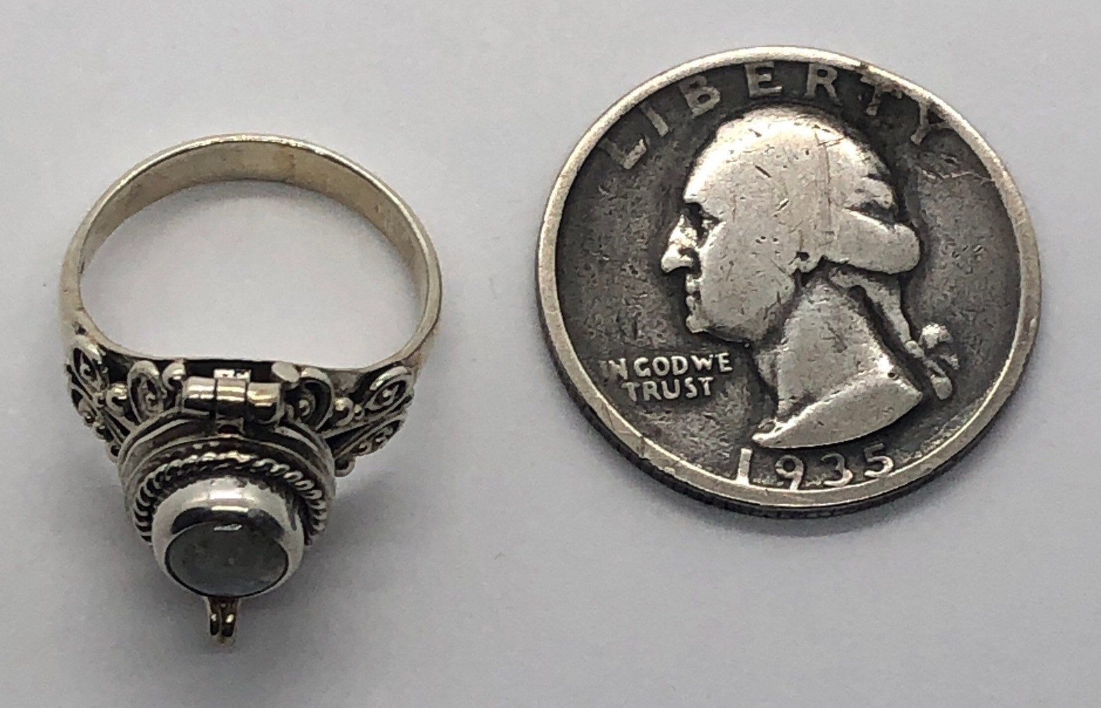 Poison Ring Silver Moonstone Poison Ring Ring Size 7 Ring - Etsy