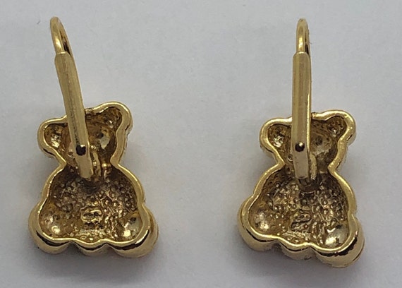 Teddy Bear Earrings, Crystal Bear Dangle Earrings - Gem