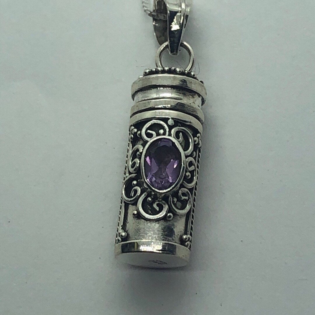 Sterling Silver Amethyst Poison Box Necklace, 20" L - Etsy