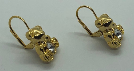 Teddy Bear Earrings, Crystal Bear Dangle Earrings - Gem
