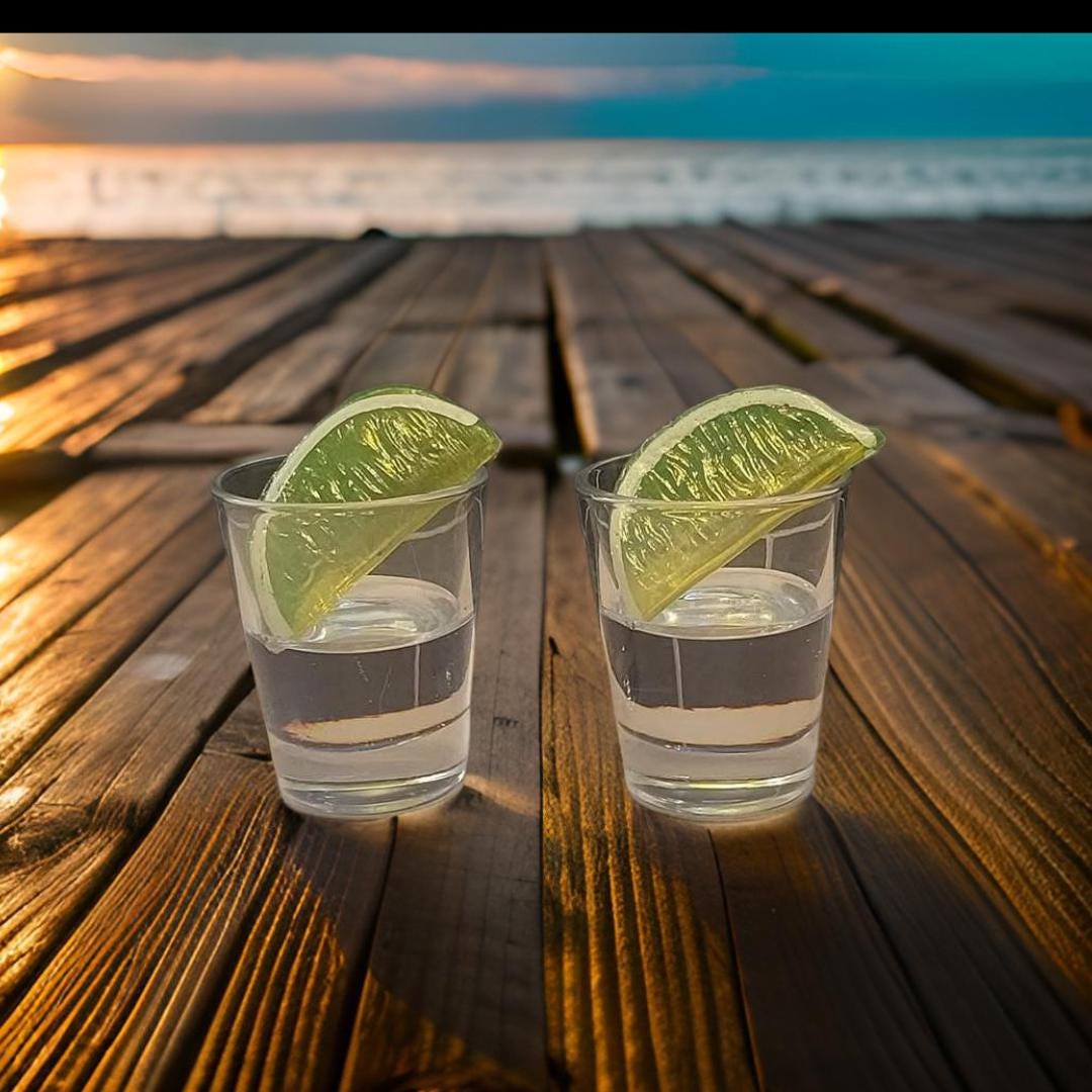 Set of 2 Fake Tequila Shots With Lime, Fake Drinks, Resin Art, Props ...