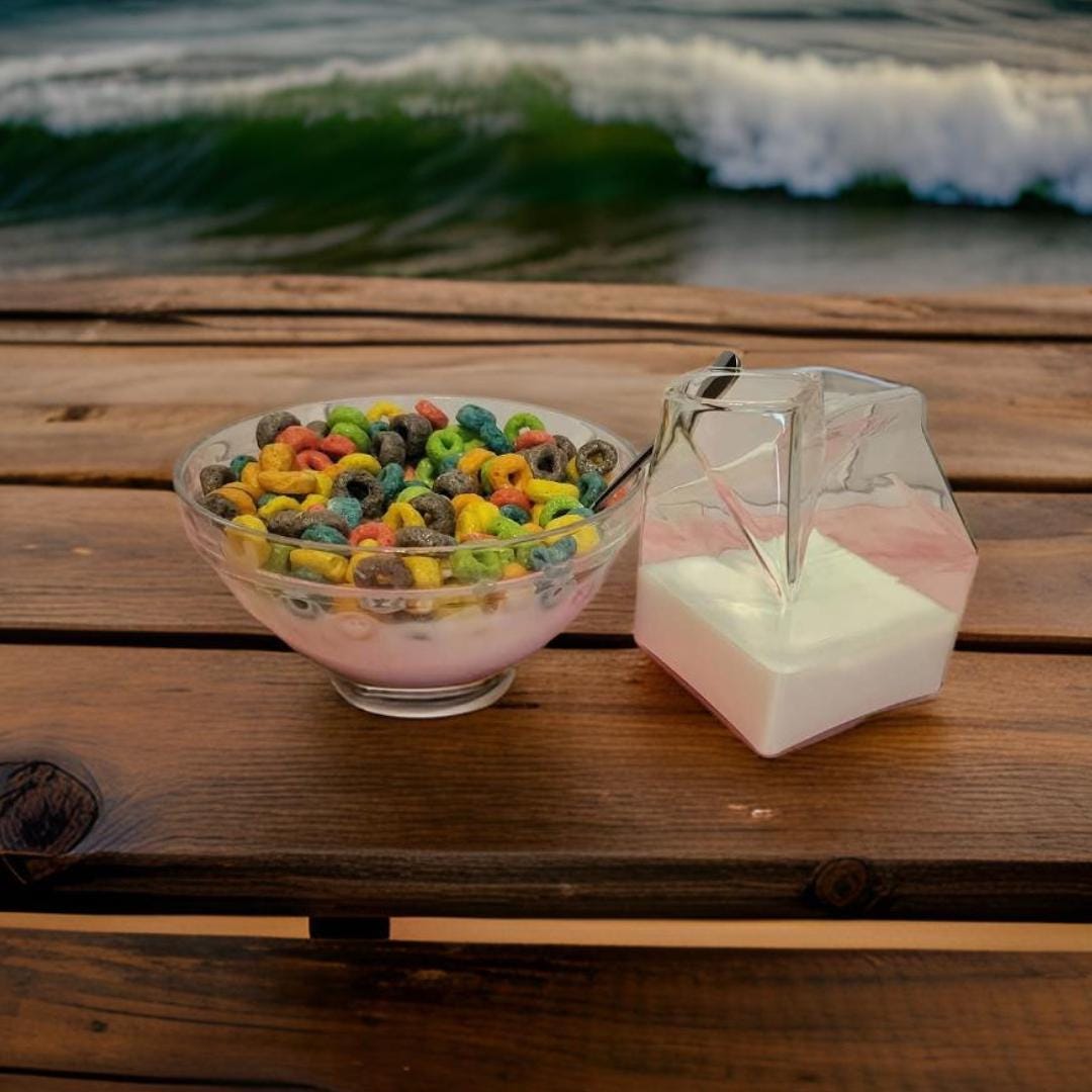 Small Fake Bowl of Colorful Cereal With Milk Carton With Fake Milk ...