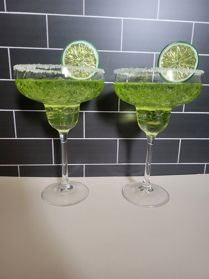 Set of 2 Fake Margaritas With Fake Ice and Fake Lime - Etsy