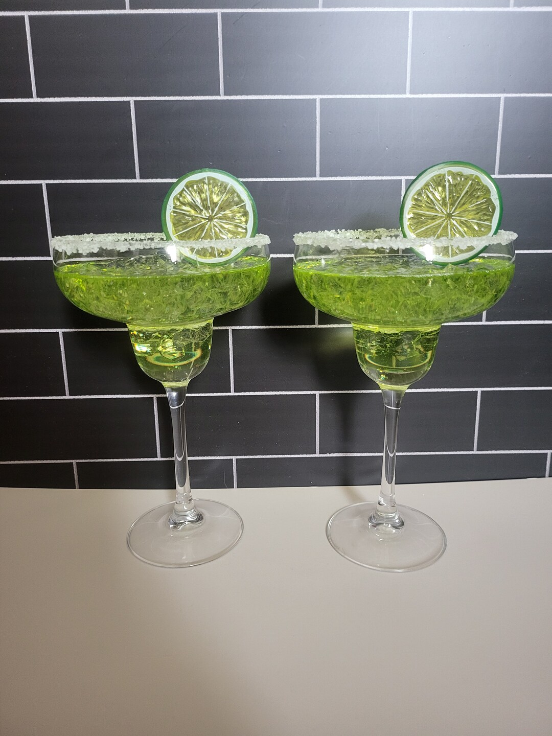 Set of 2 Fake Margaritas With Fake Ice and Fake Lime - Etsy