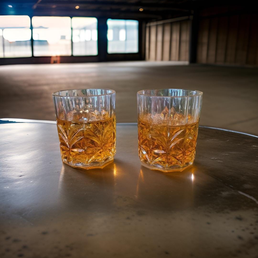 Set of 2 Fake Whiskey in Acrylic Glasses With Fake Ice, 2 Sizes, Use as ...