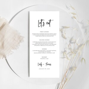 Minimalist Menu Card Template Rustic Wedding Menu Template - Etsy