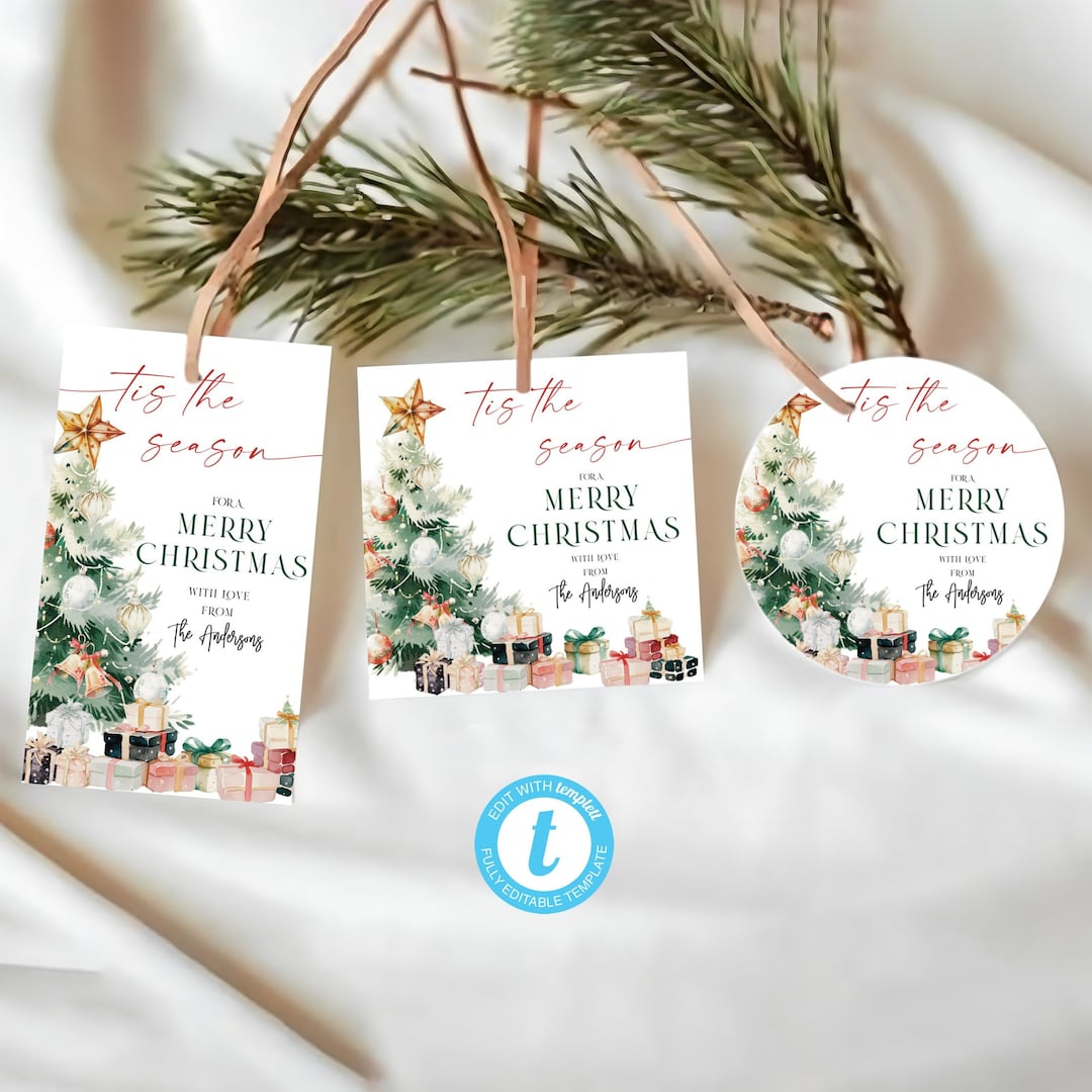 Tis the Season Tag, Christmas Tree, Holiday Gift Tag Template ...