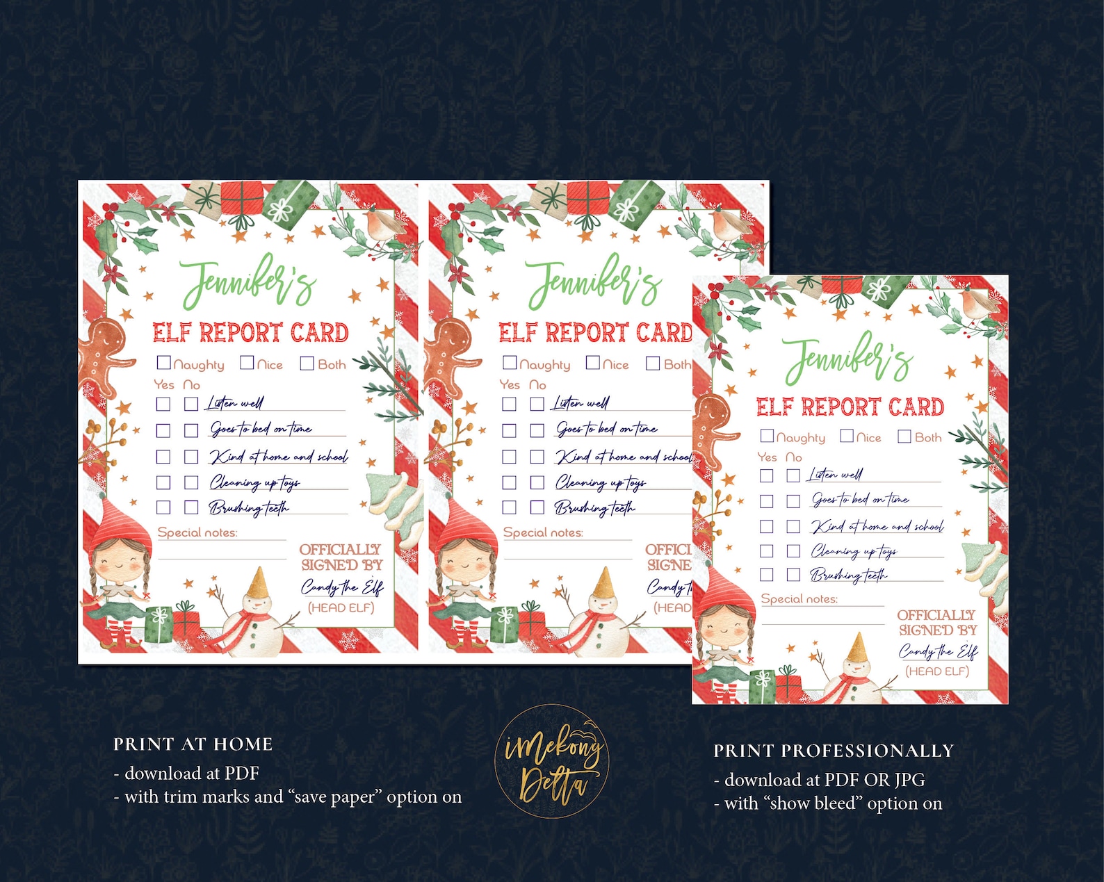 Christmas Elf Report Card Template, Girl Elf Report Card Editable, Elf ...