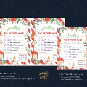 Christmas Elf Report Card Template, Girl Elf Report Card Editable, Elf ...