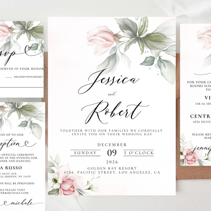 Blush Wedding Invite - Etsy