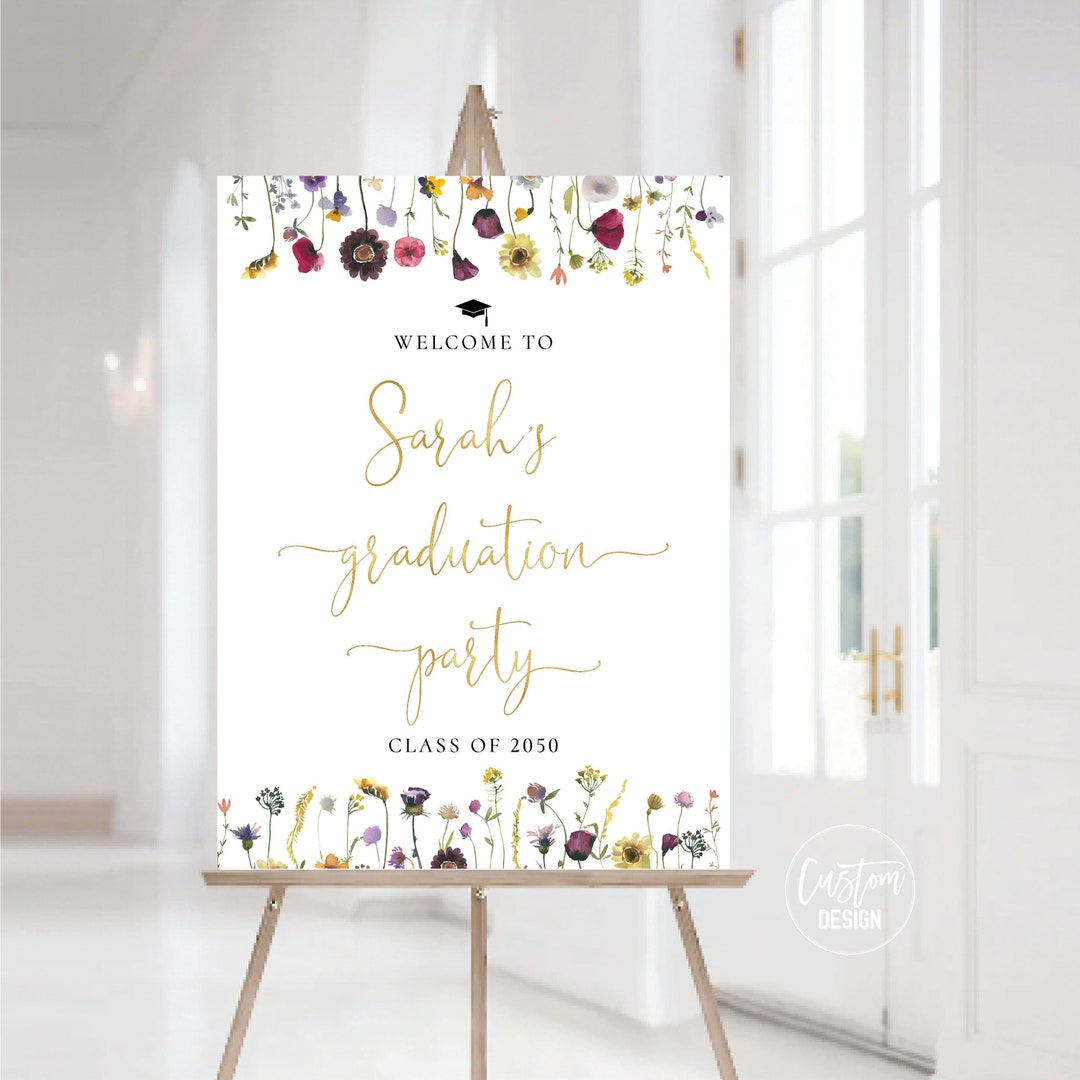 Wildflower Graduation Party Welcome Sign, Boho Tiny Floral (digital ...