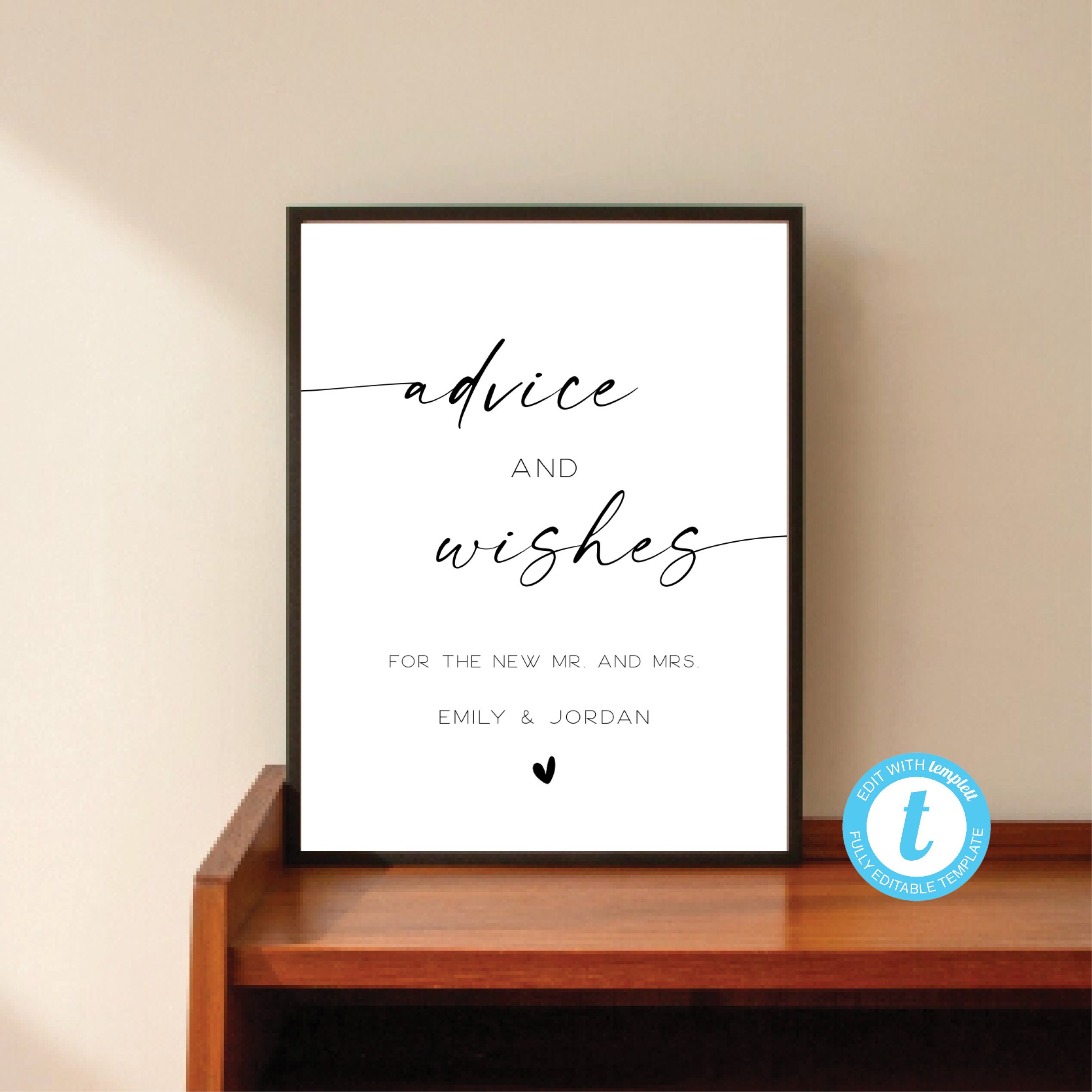 Advice and Wishes Sign Template Well Wishes Sign Printable - Etsy