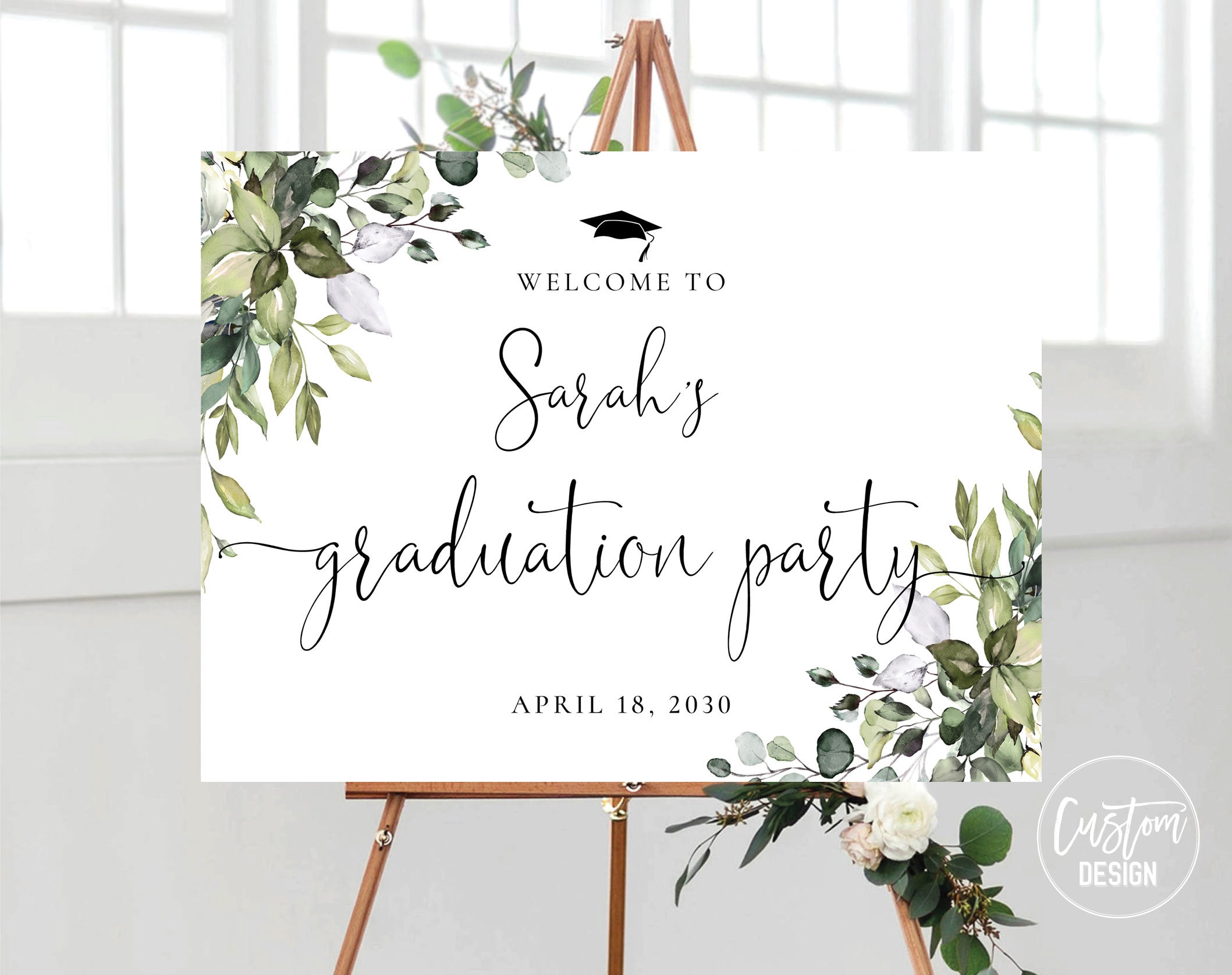 Greenery Graduation Party Welcome Sign Grad Party Sign - Etsy