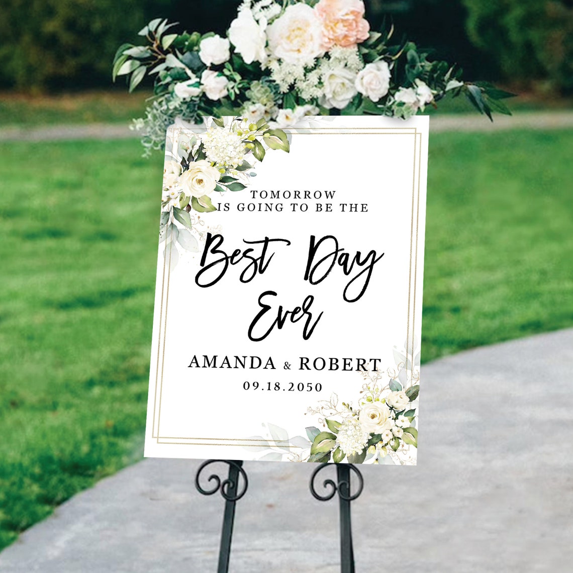 White Rose the Best Day Ever Welcome Sign, the Night Before Welcome ...