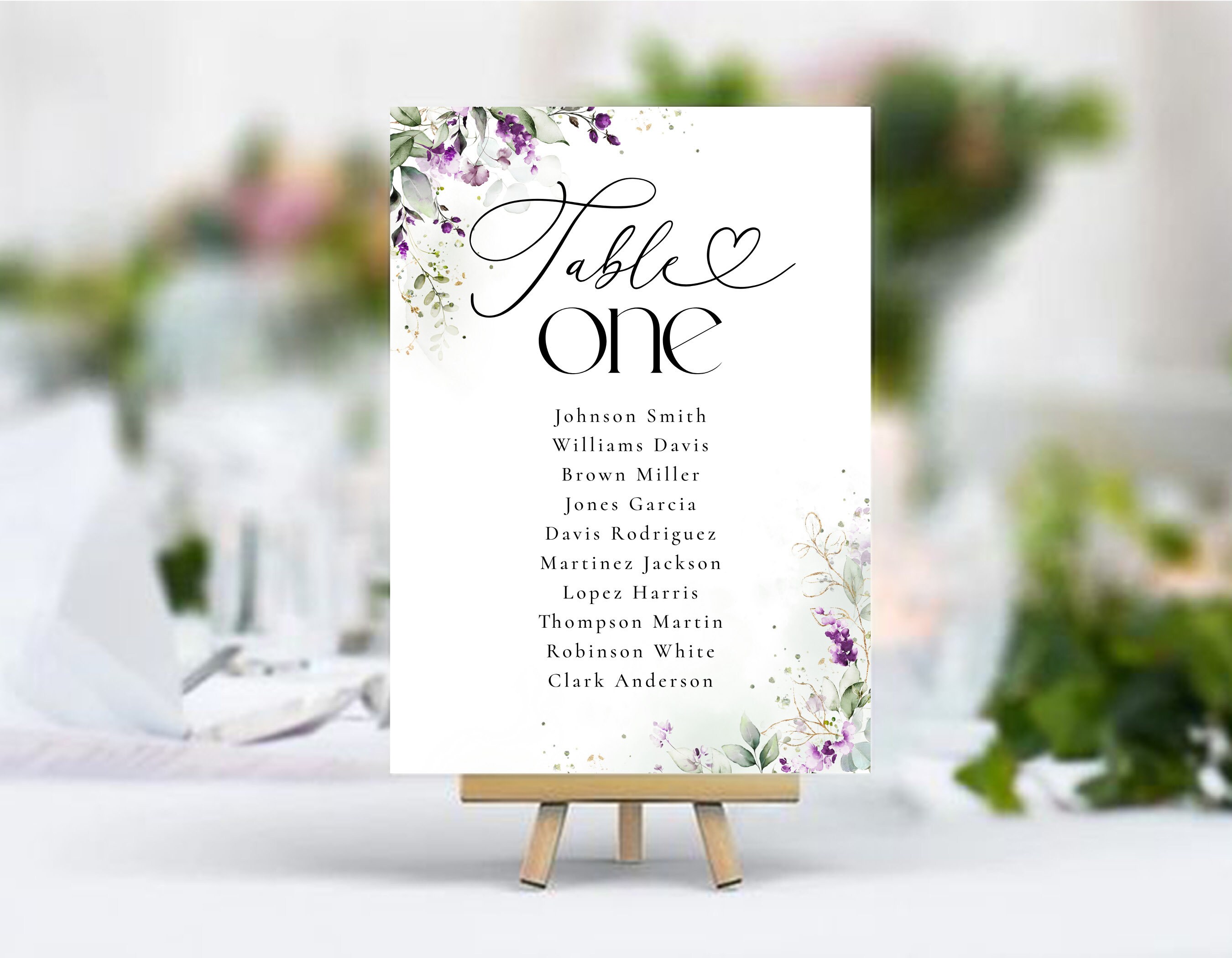 Greenery Purple Hanging Seating Chart Wedding Template, Green Lavender ...