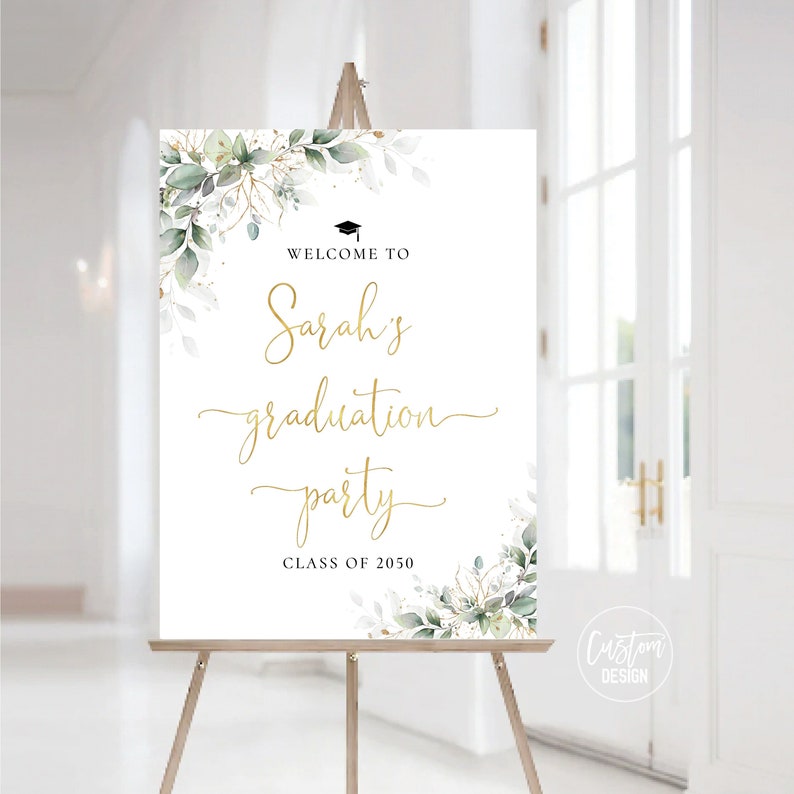 Greenery Graduation Party Welcome Sign Graduation Party Sign - Etsy