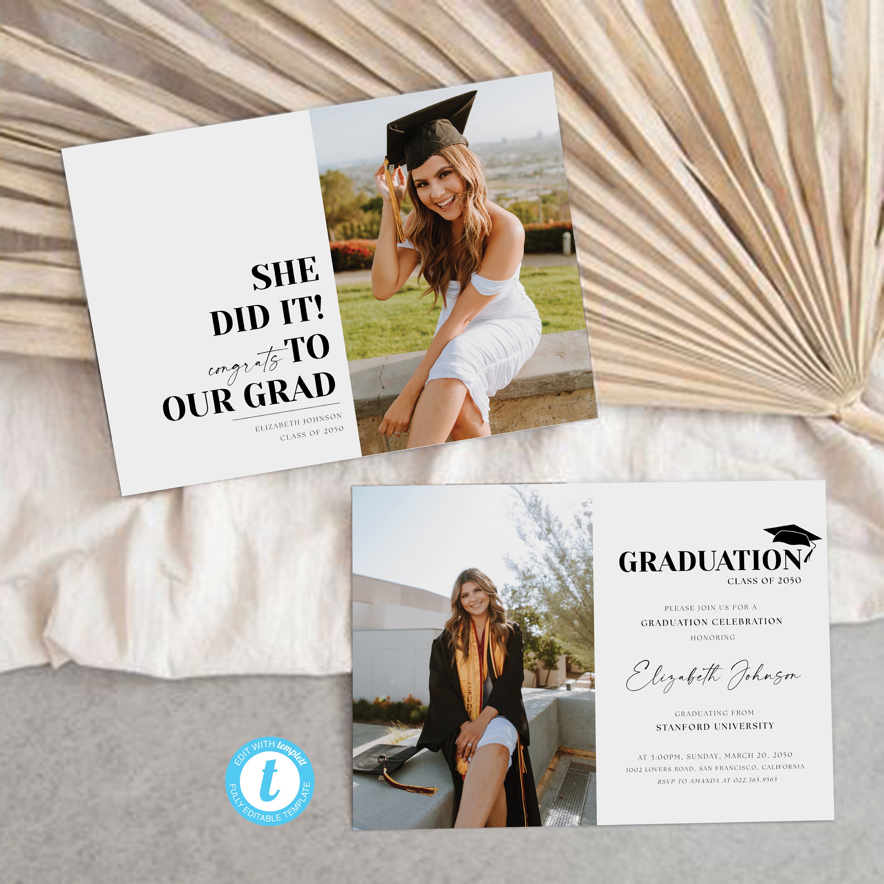 Minimalist Graduation Party With Photo Invitation, Modern Graduation ...