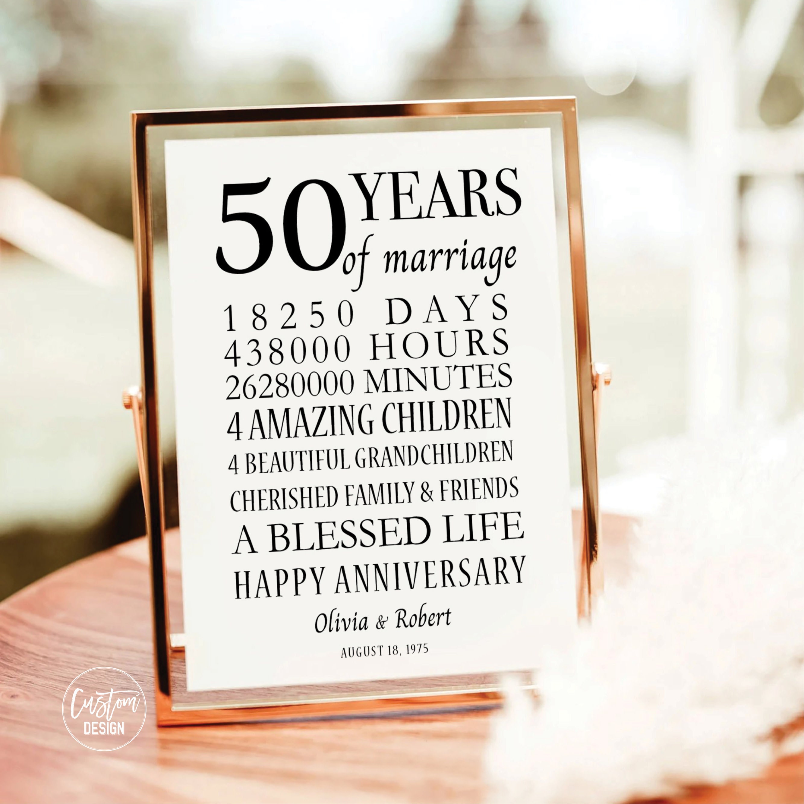 Custom Design 50 Years of Marriage Sign 50th Anniversary - Etsy