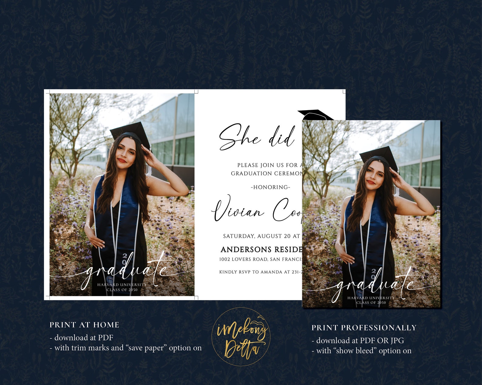 Minimalist Graduation Party With Photo Invitation, Modern Graduation ...