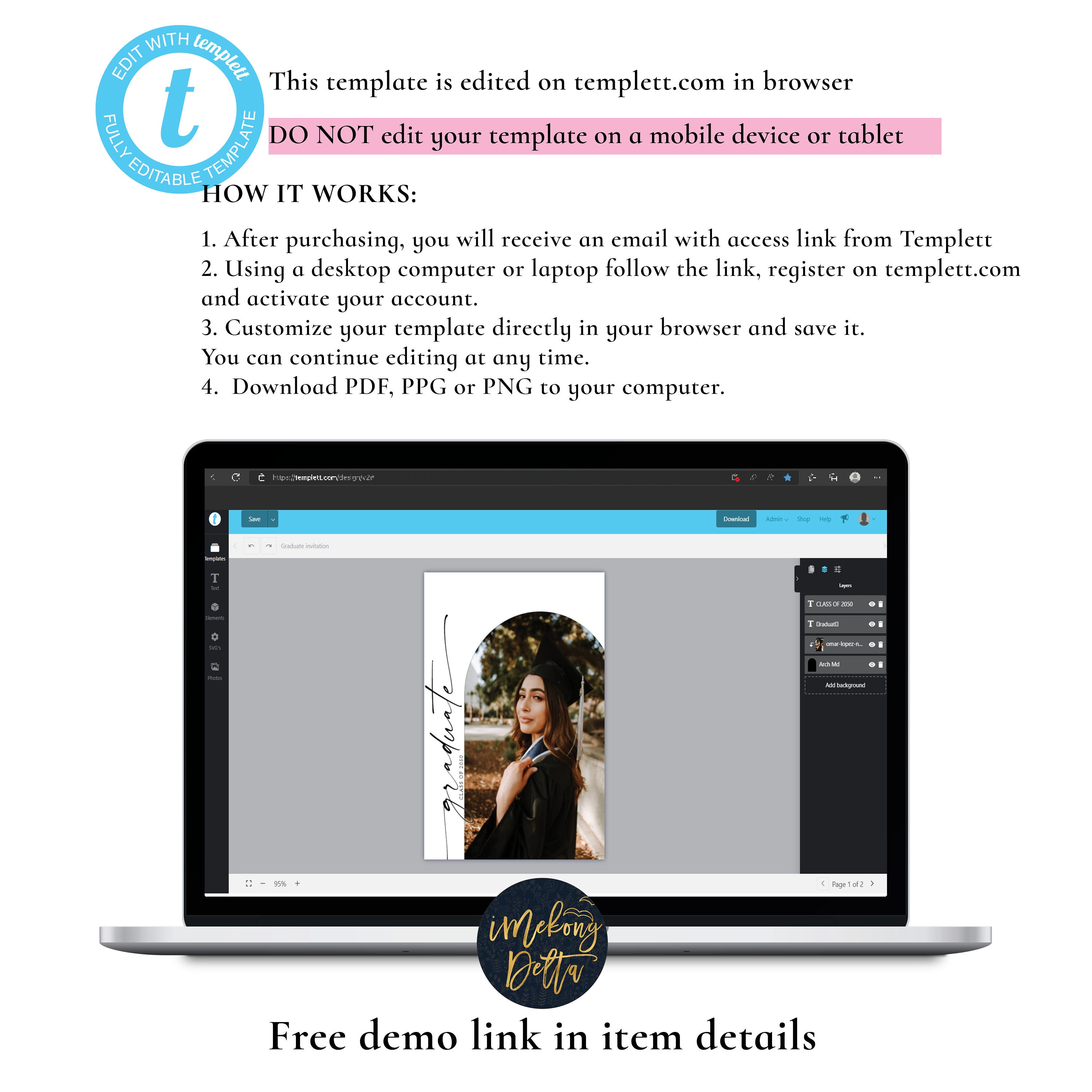 Minimalist Graduation Party With Photo Invitation, Modern Graduation ...