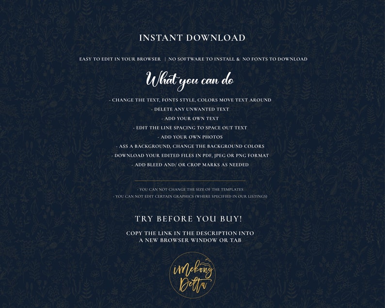 Blue Toile Wedding Mega Bundle: Editable, French Floral Decor (digital ...