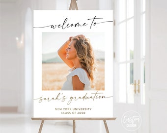Modern Photo Graduation Welcome Sign: Minimalist Party Decor (digital ...