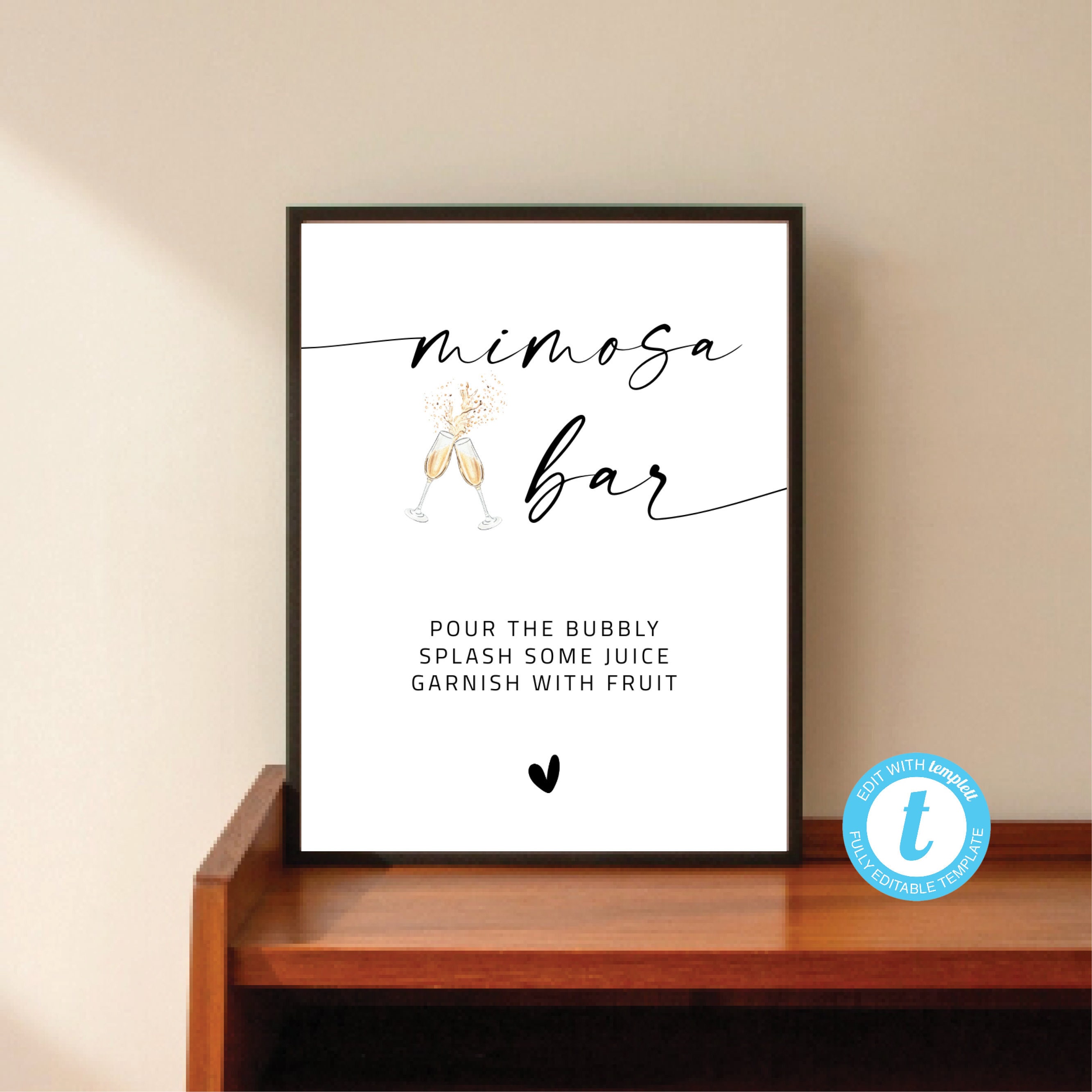 Minimalist Mimosa Bar Sign Template Bridal Shower Mimosa Bar - Etsy